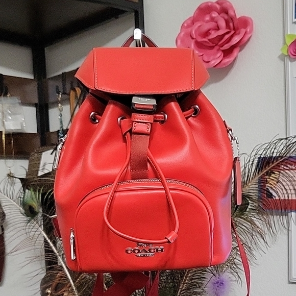 Coach | Bags | Coach Red Leather Backpack | Poshmark